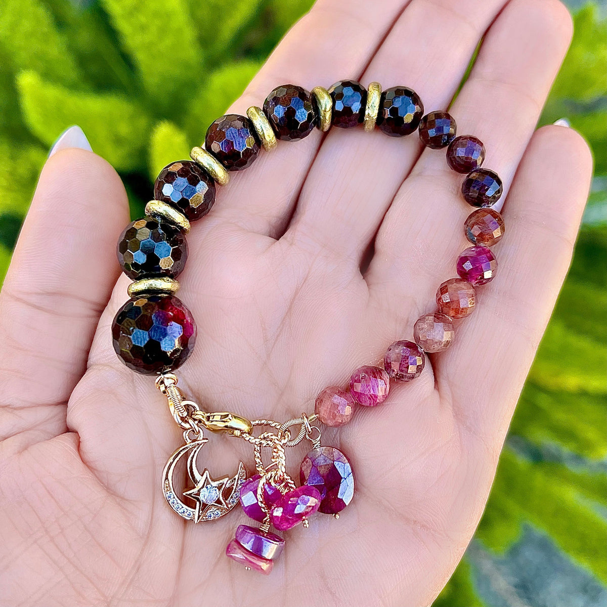 Red Garnet and Multicolor Spinal Moon Bracelet – Denise Yezbak Moore ...